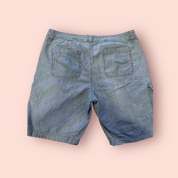 Shorts | Womens Cargo Shorts Denim Chambray Blue Utility Pocket Button ...
